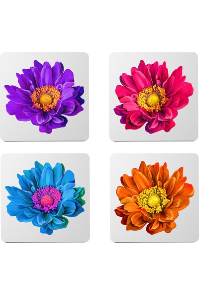 Cupgel Mdf Kare Baskılı Bardak Altlığı - Çiçekler