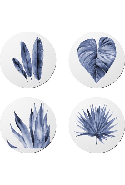 Cupgel Mdf Yuvarlak Baskılı Bardak Altlığı - Maviler