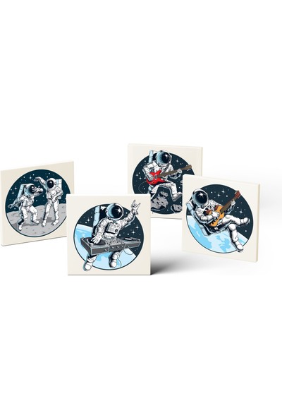 Cupgel Doğal Taş Baskılı Bardak Altlığı - Astronot Cupgel Doğal Taş Baskılı Bardak Altlığı - Astronot