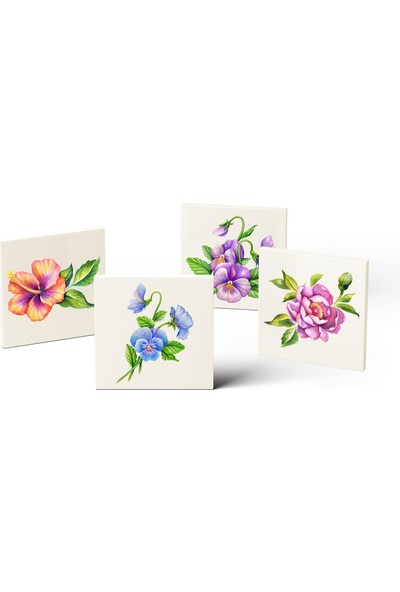 Cupgel Doğal Taş Baskılı Bardak Altlığı - Çiçekler Cupgel Doğal Taş Baskılı Bardak Altlığı - Çiçekler