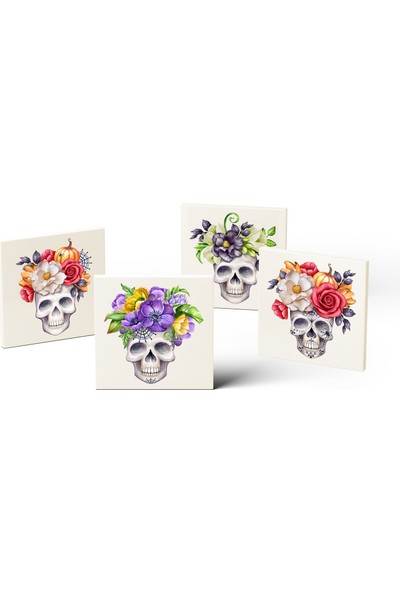 Cupgel Doğal Taş Baskılı Bardak Altlığı - Kurukafa Cupgel Doğal Taş Baskılı Bardak Altlığı - Kurukafa