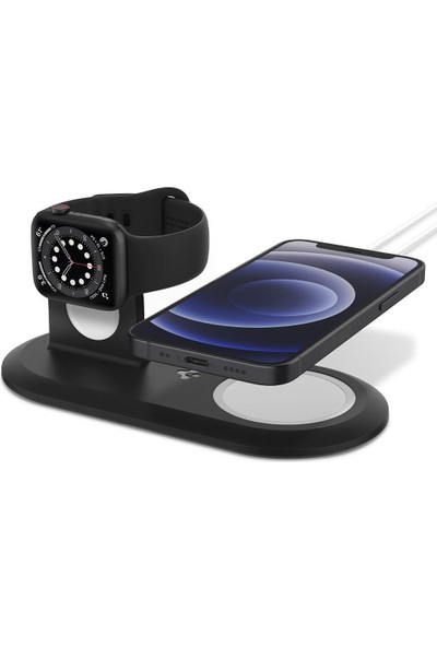 Spigen MagFit Duo 2in1 MagSafe & Apple Watch ile Uyumlu Stand Dock Ünitesi Black - AMP02796 Spigen MagFit Duo 2in1 MagSafe & Apple Watch ile Uyumlu Stand Dock Ünitesi Black - AMP02796