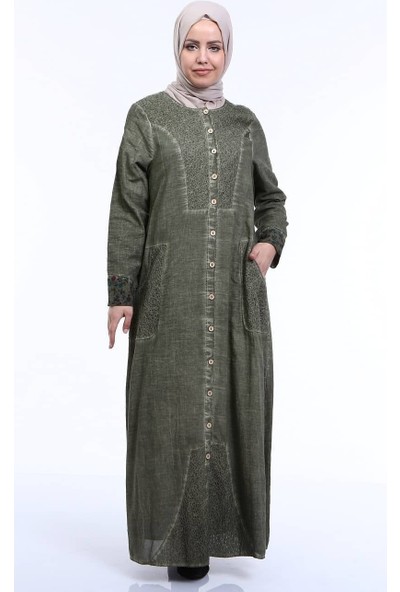 Çıkrıkçı Şilebezi Astarlı Büyük Beden Fermuarlı Ferace