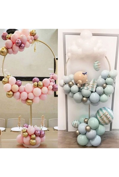 Happyland Çubuk Üzerine Balon Süsleme Standı Yuvarlak Hulalop Model 1.6 Metre Süs Standı
