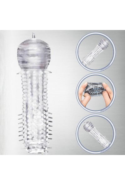 Partner Tırtıklı Boğumlu Şeffaf Klitoris Uyarıcılı Penis Kılıfı Prezervatif