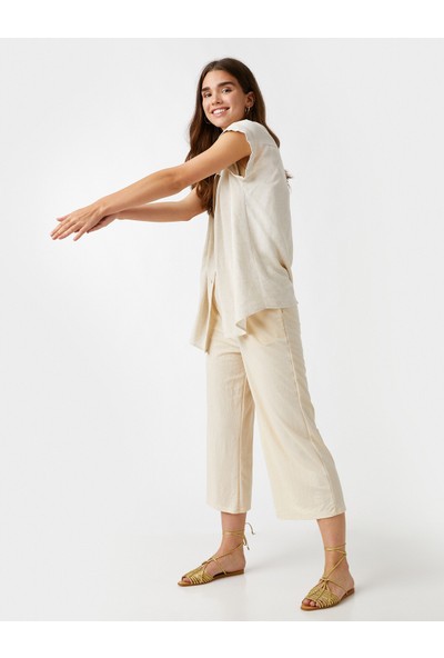 Koton Beli Lastikli Cepli Bol Paça Pantolon