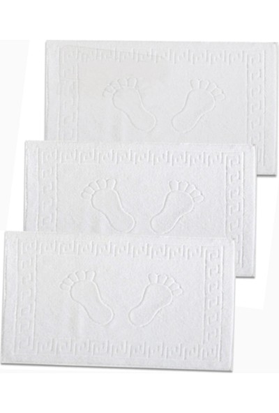 Regule Otel Grup Ayak Havlusu Paspas Seti 50 x 70 cm. Ayak Çizgili Beyaz 3'lü