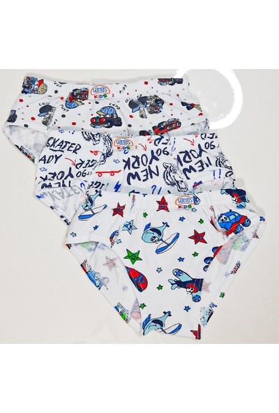 Gümüş İç Giyim Erkek Çocuk Desenli 3'lü Külot