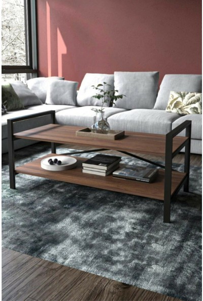 Morpanya Dekoratif Orta Sehpa Metal Ayaklı Orta Sehpa Zigon Sehpa Ceviz MP125 Morpanya Dekoratif Orta Sehpa Metal Ayaklı Orta Sehpa Zigon Sehpa Ceviz MP125