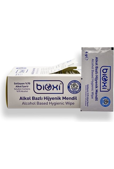 Bioxi 70° Alkol ve Qac Bazlı Hijyenik Mendil 30'lu Paket Bioxi 70° Alkol ve Qac Bazlı Hijyenik Mendil 30'lu Paket