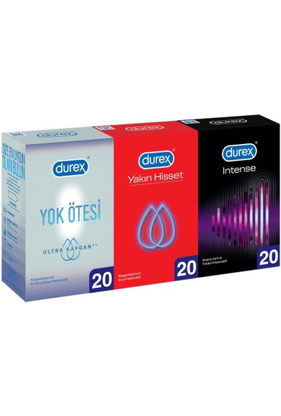 Durex Zevk Paketi 60’lı Prezervatif (Yok Ötesi Ultra Kaygan + Yakın Hisset İnce + Intense Uyarıcı Jelli ve Tırtıklı) Durex Zevk Paketi 60’lı Prezervatif (Yok Ötesi Ultra Kaygan + Yakın Hisset İnce + Intense Uyarıcı Jelli ve Tırtıklı)