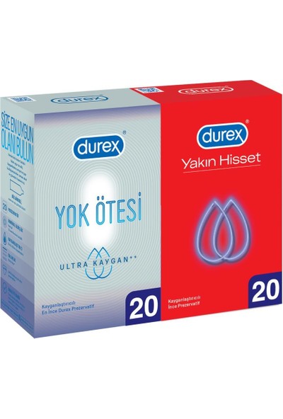 Durex Yok Ötesi Ultra Kaygan İnce + Durex Yakın Hisset İnce 40'lı Prezervatif Durex Yok Ötesi Ultra Kaygan İnce + Durex Yakın Hisset İnce 40'lı Prezervatif