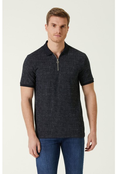 Network Slim Fit Lacivert Desenli Polo Yaka T-Shirt Network Slim Fit Lacivert Desenli Polo Yaka T-Shirt