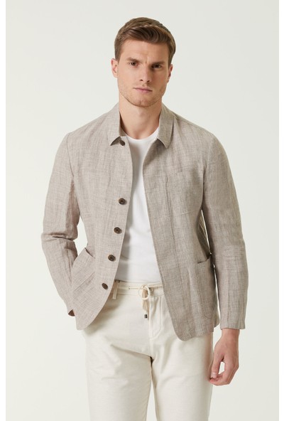 Network Slim Fit Drop 6 Bej Keten Ceket Network Slim Fit Drop 6 Bej Keten Ceket