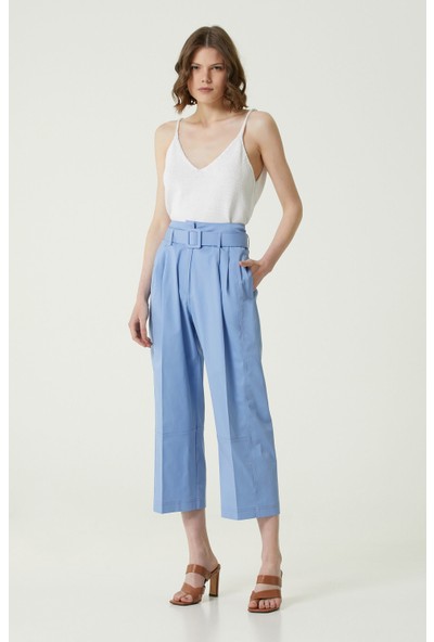 Network Regular Fit Mavi Beli Kemerli Pantolon