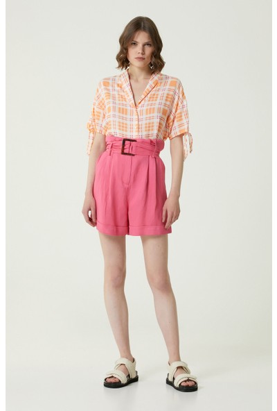 Network Regular Fit Pembe Yüksek Bel Şort