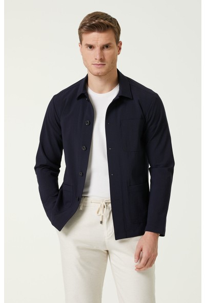 Network Slim Fit Drop 6 Lacivert Pötikare Desenli Ceket Network Slim Fit Drop 6 Lacivert Pötikare Desenli Ceket