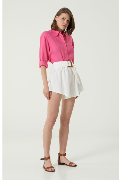 Network Regular Fit Ekru Kemerli Şort