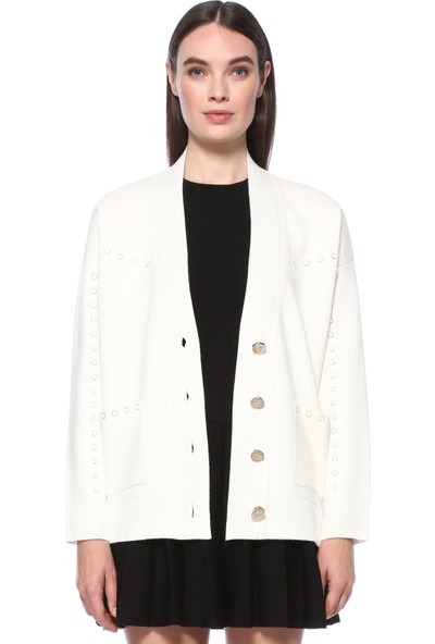 Network Kadın Regular Fit Beyaz Trok Detaylı Hırka Network Kadın Regular Fit Beyaz Trok Detaylı Hırka