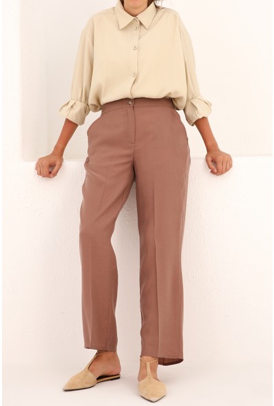 ALLDAY Ütü Izli Boru Paça Tensel Pantolon ALLDAY Ütü Izli Boru Paça Tensel Pantolon