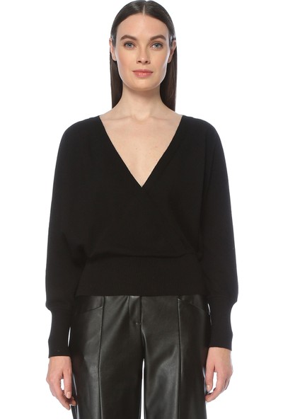 Network Kadın Regular Fit Siyah V Yakalı Kazak