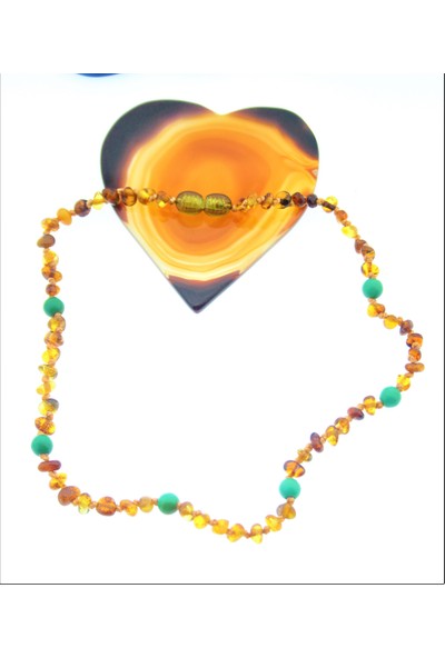 Cio Stone Kehribar Turkuaz Çoçuk Kolyesi ( 36-38 Cm)