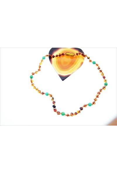 Cio Stone Kehribar Turkuaz Çoçuk Kolyesi ( 37-38 )