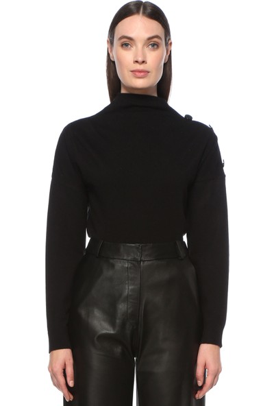 Network Kadın Regular Fit Siyah Dik Yaka Kazak