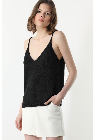 Network Siyah V Yaka Kolsuz Kazak