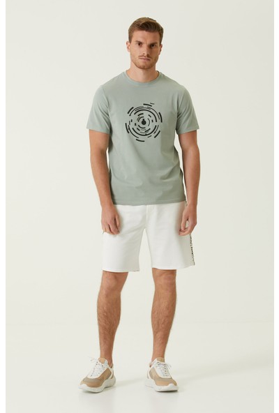 Network Slim Fit Ekru Baskılı Şort