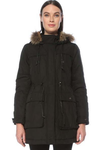 Network Basic Fit Siyah Kapüşonlu Parka Network Basic Fit Siyah Kapüşonlu Parka