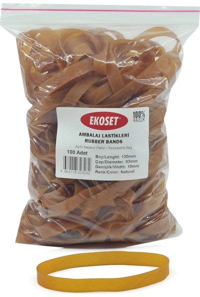 Ekoset Extra Kalın Geniş Kauçuk Paket Ambalaj Kasa Lastiği 130 x 10 mm 100'LÜ