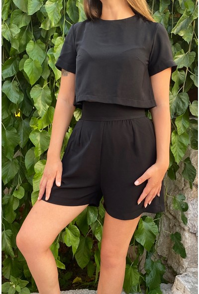 Due Stelle Kadın Cepli Siyah Şort