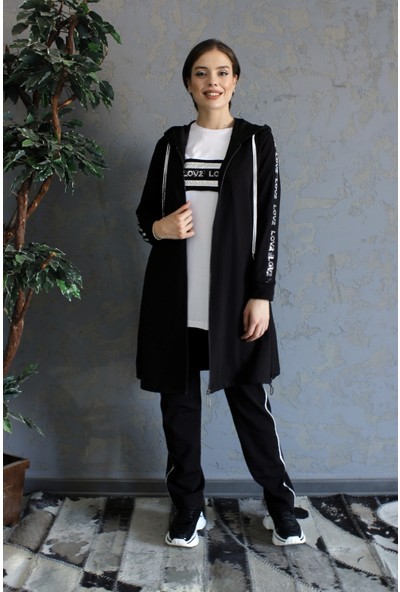 Sportify -Taş Şeritli Üçlü Takım - Siyah