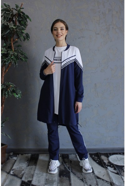 Sportify -Ekru Kombinli Üçlü Takım - Indigo