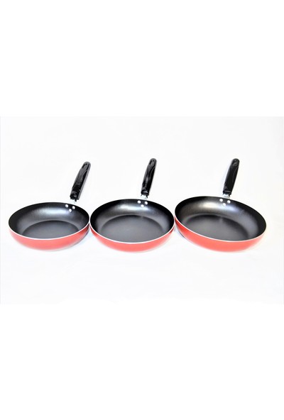 Ayşa 3'lü Teflon Tava Seti Tek Kulplu 18-20-22 cm Kırmızı Renk Ayşa 3'lü Teflon Tava Seti Tek Kulplu 18-20-22 cm Kırmızı Renk