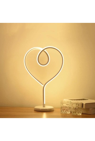 Sinem Avize Kalp Beyaz Masa Lambası Abajur Günışığı Ledli Sinem Avize Kalp Beyaz Masa Lambası Abajur Günışığı Ledli