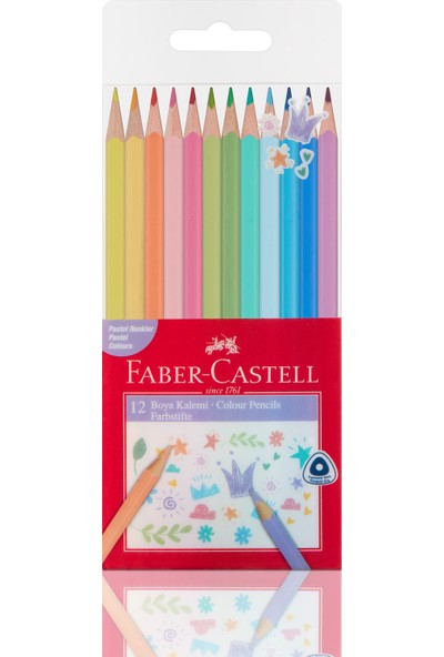 Faber-Castell Pastel Renkler Üçgen Kuru Boya 12'li, (Fsc) Faber-Castell Pastel Renkler Üçgen Kuru Boya 12'li, (Fsc)