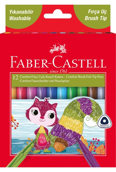 Faber-Castell 155242 Comfort Fırça Uçlu Keçeli Kalem Yıkanabilir 12 Renk Faber-Castell 155242 Comfort Fırça Uçlu Keçeli Kalem Yıkanabilir 12 Renk