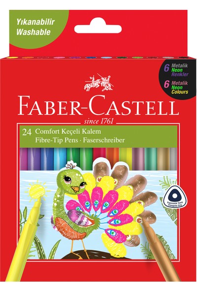 Faber-Castell Comfort Keçeli Kalem, 24'lü 6 Neon,6 Metalik, 12 Klasik Faber-Castell Comfort Keçeli Kalem, 24'lü 6 Neon,6 Metalik, 12 Klasik