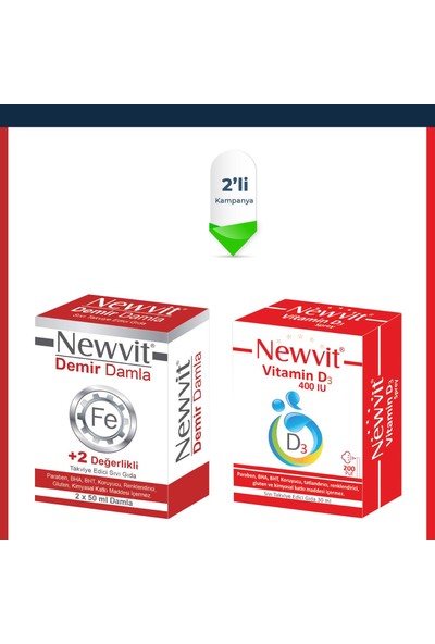 Newdrog Newvit Demir Damla + Newvit D3 400 Iu Sprey Newdrog Newvit Demir Damla + Newvit D3 400 Iu Sprey