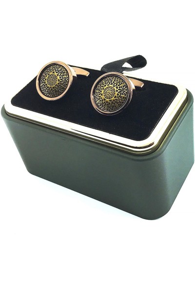 Kravatkolik Bakır Renk Yuvarlak Kol Düğmesi KD1563