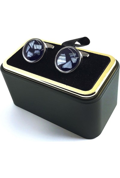 Kravatkolik Füme Renk Lacivert Detaylı Kol Düğmesi KD1349