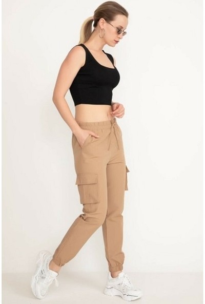 Gross AVM Kadın Kargo Cep Pantolon - Vizon