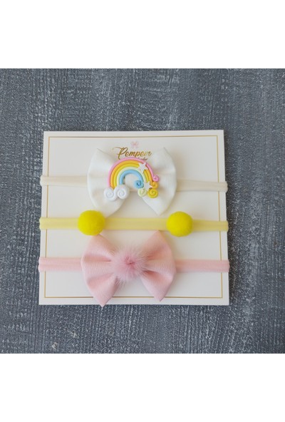 Pempembandana Kız Bebek 3 Lü Bandana Set