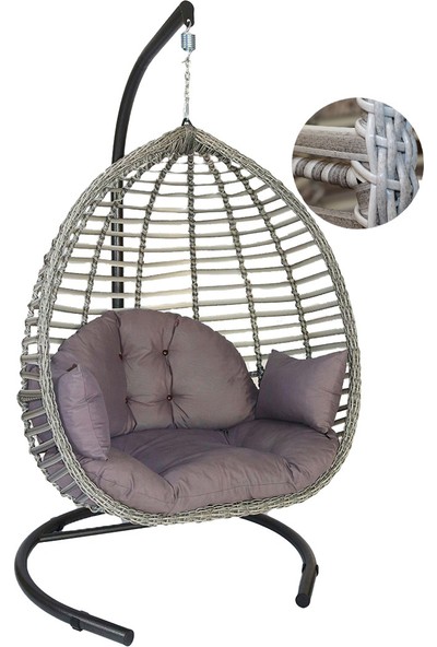 Monalin Sofya Tek Kişilik El Örgüsü Rattan Bahçe Salıncağı
