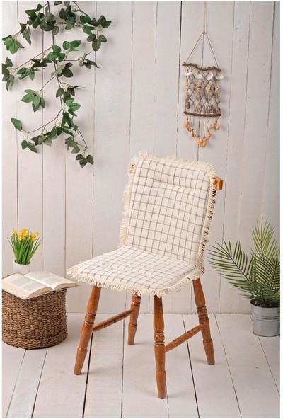 Tekstil Sepeti Arkalıklı Sandalye Minderi Kareli Gri Tekstil Sepeti Arkalıklı Sandalye Minderi Kareli Gri