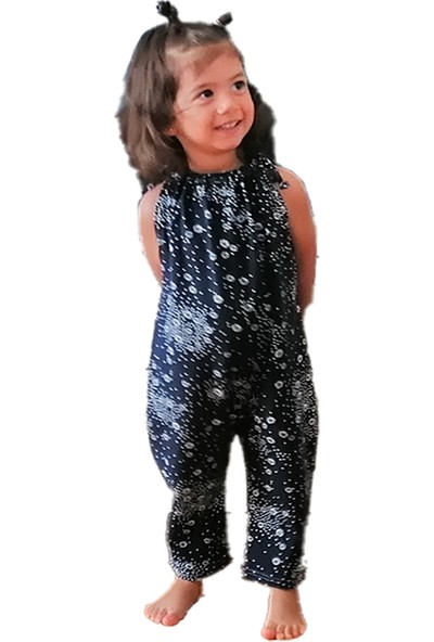 Berselüx Kız Çocuk Penye Tulum.omuzdan Askılı.bahar Çiçekleri Penye Tulum