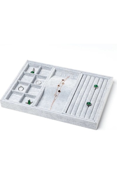 Özer Kutu Ithal Organizatör Gri Süet Tabla Kolye & Zincir & Yüzük Düzenleyici Özer Kutu Ithal Organizatör Gri Süet Tabla Kolye & Zincir & Yüzük Düzenleyici