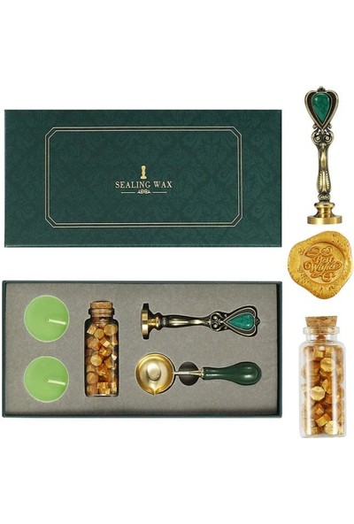 Profisher Mum Mühürü Retro Set Bakır Kafa 55-60 Metalik Wax Pirinç Sap Profisher Mum Mühürü Retro Set Bakır Kafa 55-60 Metalik Wax Pirinç Sap